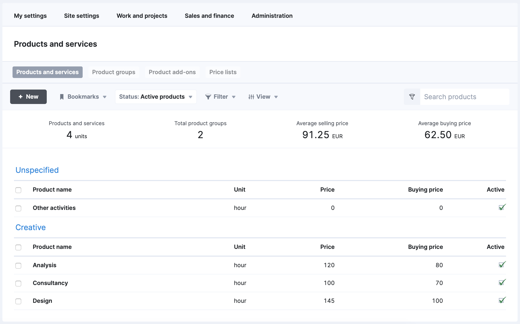 The List Of Products And Services Scoro Help Center
